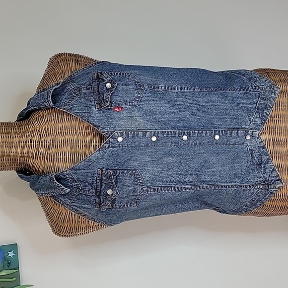 Levi's | Tops | Levis Blue Denim Halter Vest Szm Binr | Poshmark